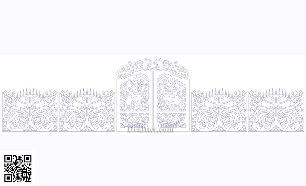 Modern boundary wall gate design 2d cad block – Draftter