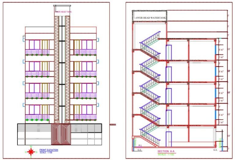 66 Ft x 55 Ft Five Story Building Structural Design – Draftter