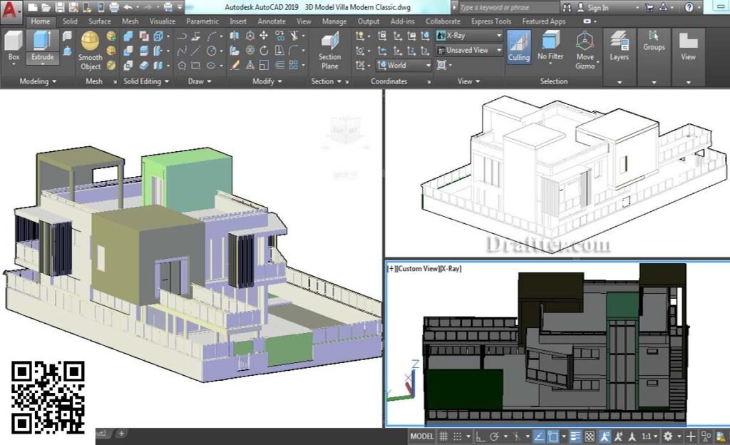 Modern Duplex House AutoCAD and SketchUP 3D Design Download – Draftter