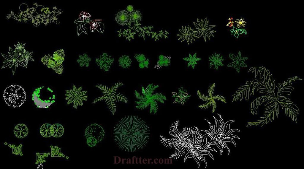 Trees and Flowers AutoCAD 2D Blocks – Draftter