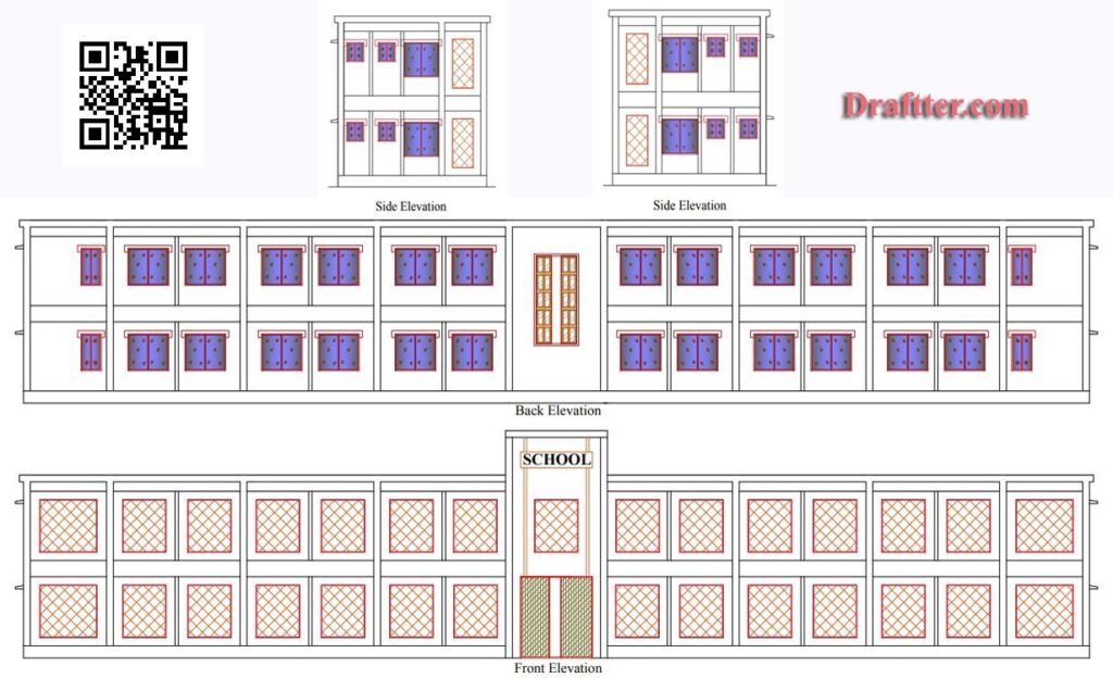 140′ x 25′ Primary School Project [PDF, DWG] – Draftter