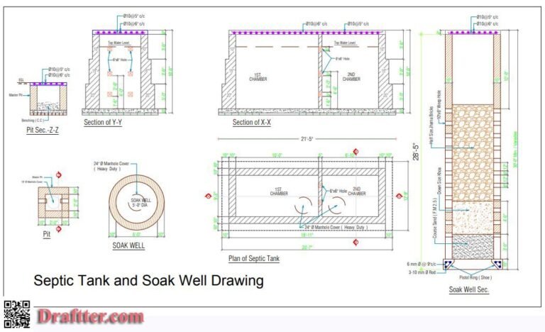 Septic Tank and Soak Well Drawing [PDF, DWG] – Draftter