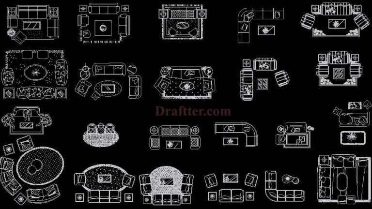 Sofa CAD 2D Blocks Download – Draftter