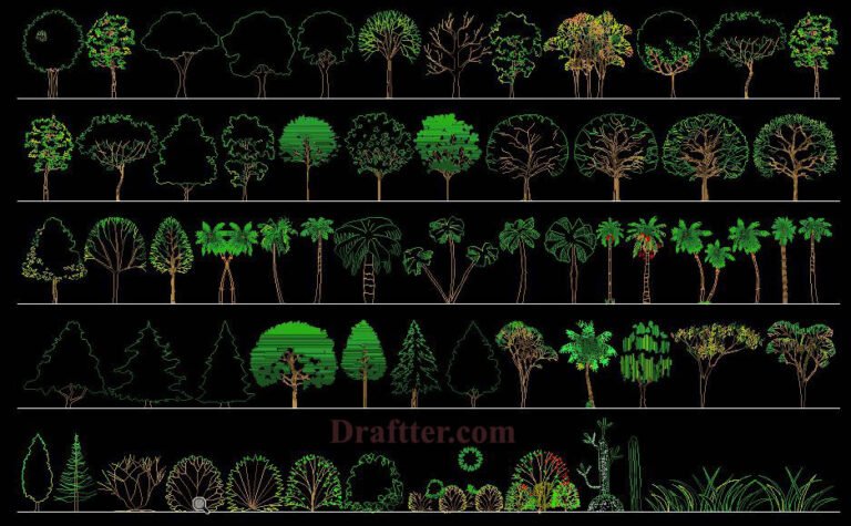 Trees and Flowers AutoCAD 2D Blocks – Draftter
