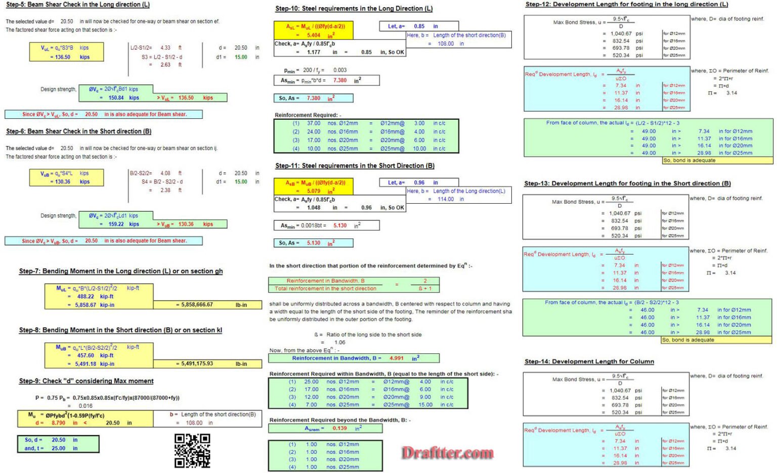 Isolated Footing Design Excel Sheet Based on ACI 318 – Draftter